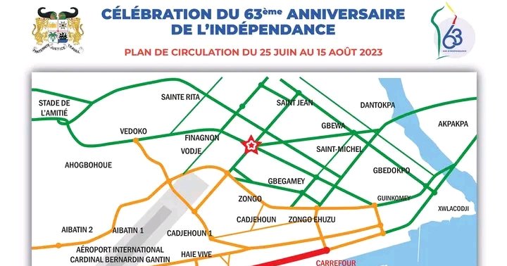 Plan de circulation à Cotonou du 25 juin au 15 août - 24 HEURES AU BENIN